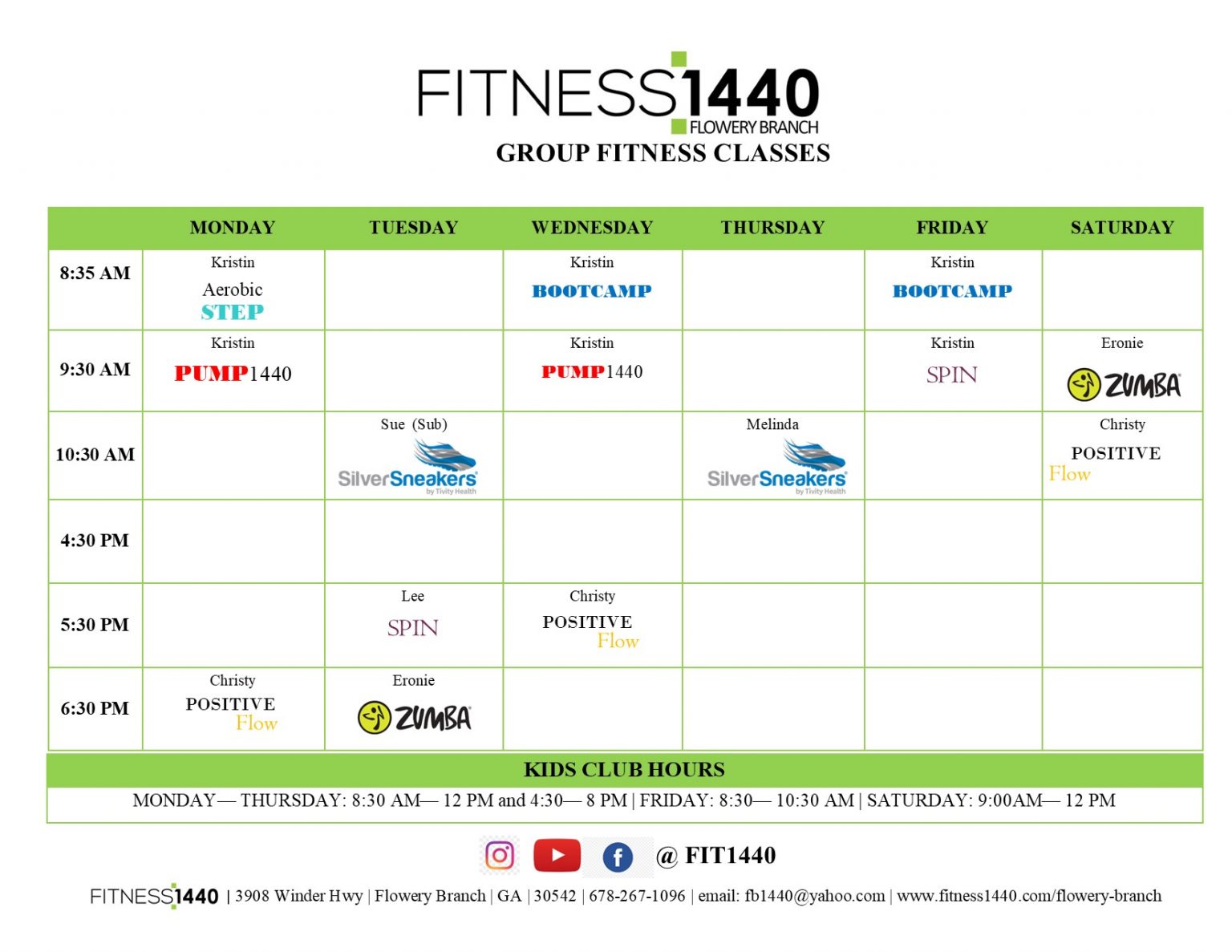 GROUP FITNESS CLASS SCHEDULE (1) - Fitness:1440